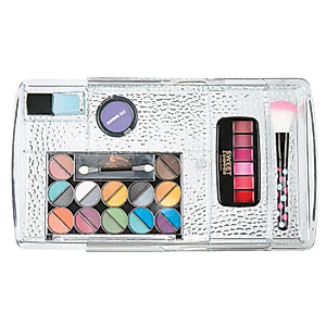 mDesign Expandable Makeup Organizer for Bathroom Drawers, Vanities, Countertops: Organize Makeup Brushes, Eyeshadow Palettes, Lipstick, Lip Gloss, Blush, Concealer - Adjustable Width - Clear