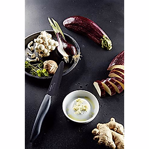 Kyocera Innovation Series Ceramic 4.5" Utility Knife with Soft Touch Ergonomic Handle, Black Blade, Black Handle