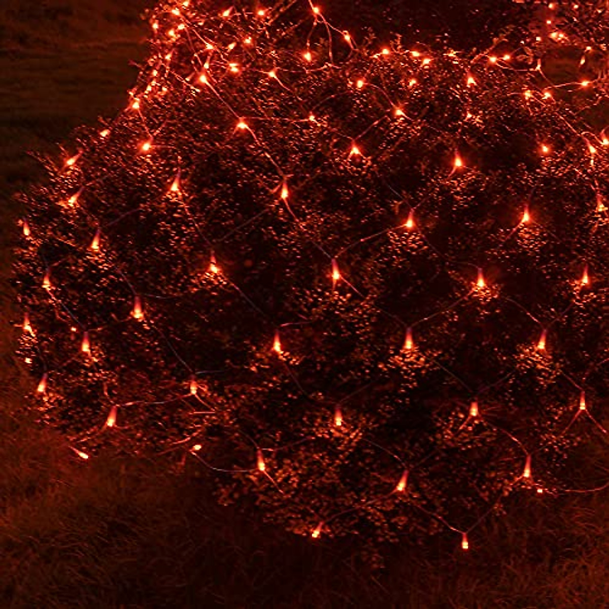 FUNPENY Halloween 360 LED Net Lights, 12ft x 5ft 8 Modes Waterproof Connectable Halloween Decorations for Outdoor Garden Party Decor (Orange)