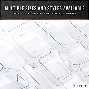 BINO | Plastic Storage Bins, Medium - 2 Pack | THE LUCID COLLECTION | Multi-Use Organizer Bins | Built-In Handles | BPA-Free | Clear Storage Containers | Fridge Organizer | Pantry & Home Organization