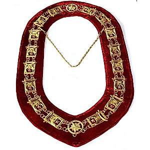 DEURA Masonic Collar Shriners Shriner's GOLD PLATED // RED BACKING DMR-600GR