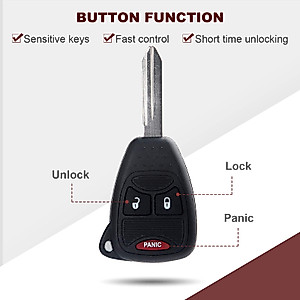 ANGLEWIDE Car Key Fob Keyless Entry Remote Replacement for Grand for Cherokee for Commander for Liberty for Patriot for Compass for Wrangler 05-13 (FCC 05134937AA) 4pad