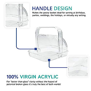 Huang Acrylic Food Basket with Rotating Lid and Handle | Great for Breakfast Pastries, Appetizers, and Snacks at Brunch, Office Parties, Holidays, Weddings | Durable, Long Lasting, Easy to Clean