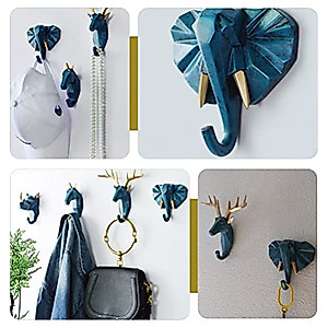 SEWACC Home Decor Cute Wall Hooks Cute Wall Hooks Wall Hooks Resin Animals Shaped Coat Hat Hook Chic Decorative Hook Resin Wall Hanging Hook Elephant Head Wall Decor Wall Storage Hook Office Decor