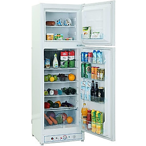 SMETA 110V/Gas Propane Refrigerator Fridge Up Freezer Propane Fridge Large Storage for Off Grid Garage Ready Refrigerator, 9.4 Cu.Ft, White