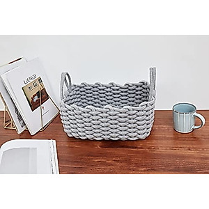Woven Baskets, Set of 3 for Home, Office, Dorm Room, Living Room, Bedroom, Bathroom, Nursery Storage and Organization (GRAY)