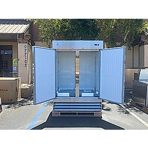 Commercial Refrigerator 2-Doors Solid Upright Reach in Two Section Stainless Steel 54" Width, Capacity 43 Cuft, Bottom Mounted Restaurant Quality Kitchen Cooler Fridge Side by Side