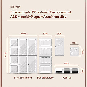 Portable Closet Clothes Wardrobe Plastic Bedroom Armoire 14"x20" Depth Cube Storage Organizer with Hanging Rod and Doors，15 Cubes, White (Door Accessories)