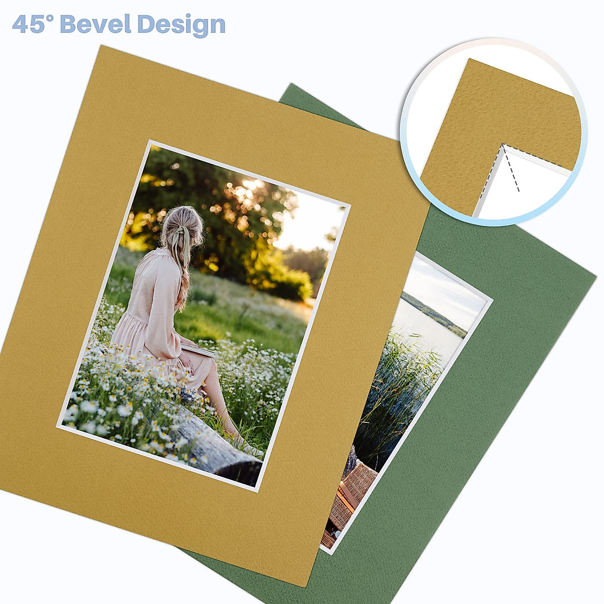 AUEAR, 10 Pack Mixed Color 8x10 Pre-Cut Acid Free Picture Mat for 5x7 Photos/Artworks/Prints with White Core Bevel Cut Framing Mats