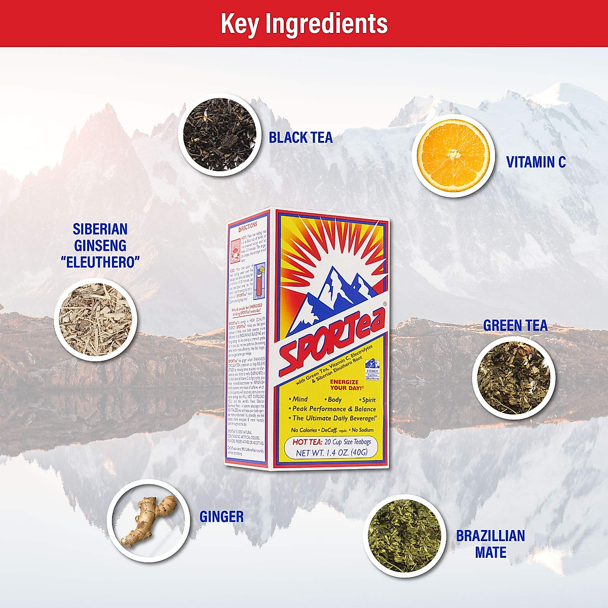 SPORTea(R) Hot: 20 Individual Tea Bags/Box Single Box