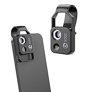 DDCHEN 200X Phone Microscope with LED Light, Microscope with Universal Phone Clip Compatible with iPhone/Andriod Phone,The Best Portable Microscope to Enjoy Microworld for Kids and Adults. (Black)