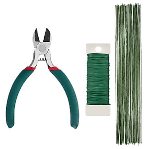 Paxcoo Floral Tape and Floral Wire Arrangement Tools Kit with Wire Cutter 26 Gauge Stem Wire and 22 Gauge Paddle Wire for Bouquet Stem Wrap Florist