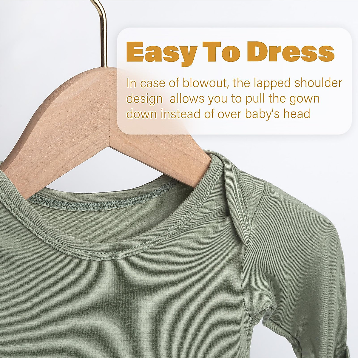 Baby Knotted Gown with Hat Set for Newborn Boy Girl, Ultra Soft Tie Gown with Mitten, Long Sleeve Infant Sleeper 0-3 M Grey Green