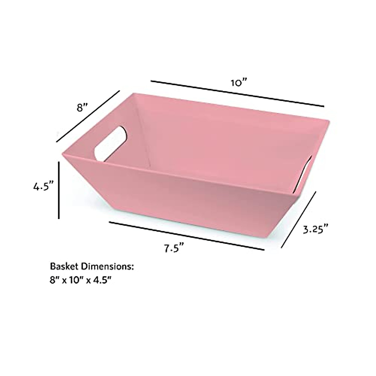 [5pk] 8x10” Pink Gift Baskets Empty | Small Pink Rectangular Baskets with Handles | Gifts, Organizing, Nursery, Snacks, Wine | Valentines, Easter, Christmas | Gift to Impress - Upper Midland