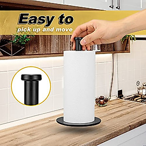 Paper Towel Holder, Black Kitchen Roll Holder Organizer, Premium Stainless Steel Paper Towel Holder for Kitchen Roll Holder, Steady Countertop Paper Towel Holder with Weighted Base