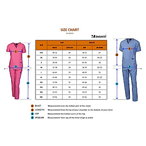 Dagacci Medical Uniform Woman and Man Scrub Set Unisex Medical Scrub Top and Pant, Burgundy, L