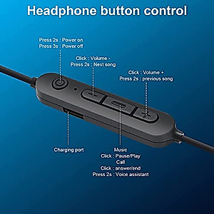 RYNDAO Wireless earplug Neck Band with TF Card Slot, 100 Hours Long Battery Life Headset Bluetooth Headset Neck Built-in Noise Reduction Microphone IPX5 Waterproof, for iPhone/Samsung/iOS/Android