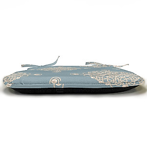 Ambesonne Pearls Chair Seating Cushion Set of 6, Abstract Swirled and Curved Lines Symmetrical Design Elements Vintage Royal, Anti-Slip Seat Padding for Kitchen & Patio, 16"x16", Pale Slate Blue Tan