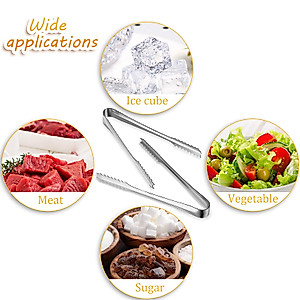 10 Pieces Ice Tongs Stainless Steel Tongs Sugar Ice Food Tongs Sawtooth Food Serving Kitchen Tongs for Serving Restaurant Hotel Ice Bucket, 7.5 Inch