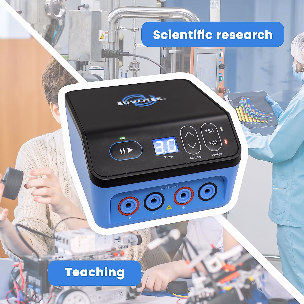 Biologix DuoSource Electrophoresis Bench Power Supply, Adjustable Output Voltage for 1 to 2 Units, Lab Power Supply, Case of 1