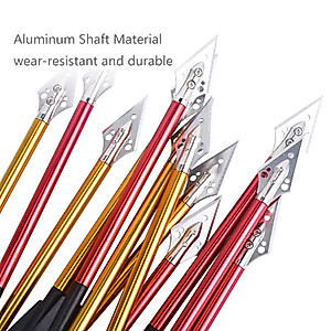 ocairnry 6.25" Crossbow Bolts Aluminium Crossbow Arrows Mini Crossbow Bolts with Steel Broadhead Tips for 50-80lbs Archery Target Practicing Shooting Small Hunting 6 Pack (Red)