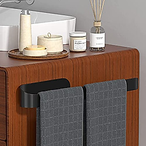 Oukimly Towel Rack Wall Mounted SUS304 Stainless Steel Bathroom Towel Holder No Drilling Hand Towel Ring, Roll Towel Racks Waterproof Towel Organizer for Towels Washcloths (15Inch, Matte Black)