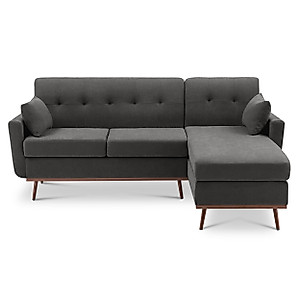 Weture 80" L Shape Couch with Extended Convertible Chaise, Comfy Sectional Couches for Living Room, 3 Seater Couch L Shaped Sofa for Small Spaces(Linen-Dark Grey)