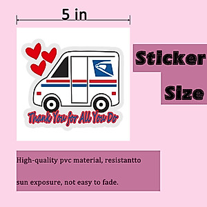 3 PCS Thank You Mailbox Decal, Waterproof Vinyl Sticker with Love and Support for USPS Mail Carrier Mail Truck Sticker (5inch)