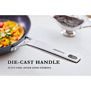 MsMk Small Nonstick Frying pan Blue, 8-inch Durable Egg Omelet Skillet, Titanium and Diamond Non Stick Coating From USA, for Induction, Ceramic and Gas Cooktops, Oven Safe, Dishwasher Safe