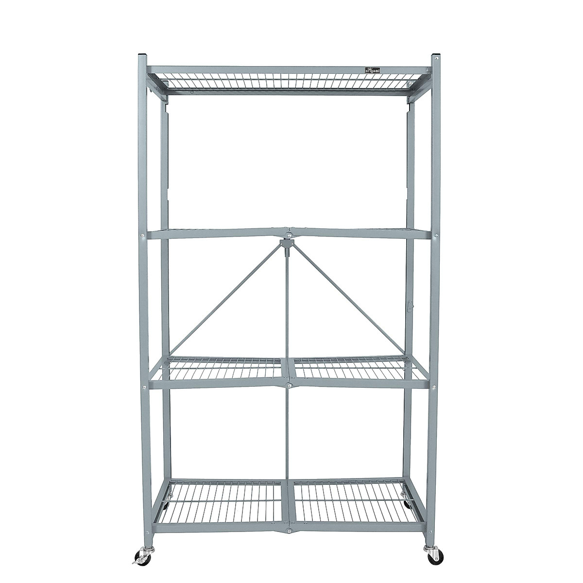 Origami R5 Foldable 4-Tier Garage Shelving Heavy Duty Shelving with Wheels, Metal Storage Rack Holds 1000 pounds, Garage Storage Rack & Organization, Storage Shelving (Platinum, R5)