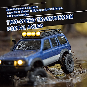 WOWRC FMS RC Crawler Toyota Cruiser LC80 FCX18-1/18 Offroad Trucks 4X4 RC Rock Crawler with 2.4Ghz Transmission, Portal Axles, LED Lights, 7.4V 900mAh Battery, USB Charger for Adults, Grey