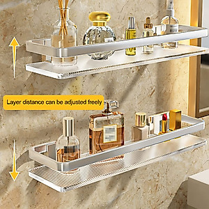 BAHELS Bathroom Shelf Organizer, Wall Mounted Floating Shelves Bathroom Storage Shelf (Size : Gold 40cm 2 Layer)
