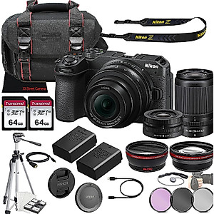 Nikon Z30 Mirrorless Camera w/NIKKOR Z DX 16-50mm f/3.5-6.3 VR Lens + NIKKOR Z DX 50-250mm f/4.5-6.3 VR Lens + 128GB Memory + Case + Tripod + 3 Piece Filter Kit + More (35pc Bundle)