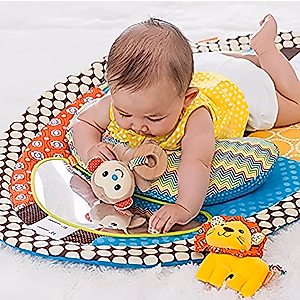 Tummy Time Toys for Babies 0-12 month Play Activity Gym with Pillow and Floor Mirror Tummy Time Mat for Newborn Baby Boy or Girl