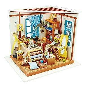 ROBOTIME DIY Miniature Dollhouse Kit Mini House Model Kit with LED Light Tiny House Making Kit with Furniture Assembly Toy Set for Kids & Adults