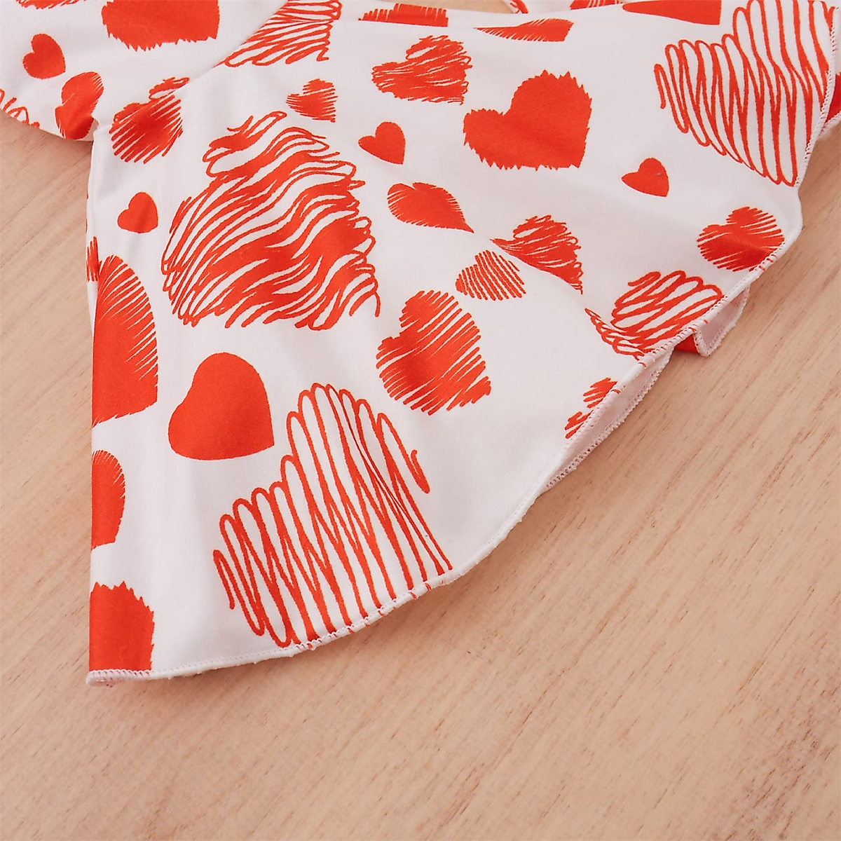 GRNSHTS Valentine's Day Baby Girl Outfits Toddler Kids Long Sleeve Top Dress+Heart Print Flared Pants+Scarf 3PCS Clothes Set(Red-D,18-24M)