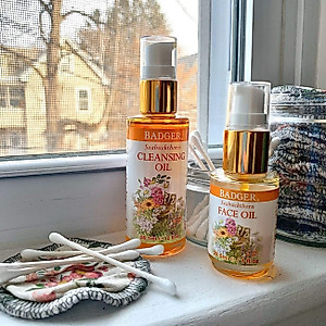 Badger Face Oil, Seabuckthorn, Certified Organic, Seabuckthorn Oil, Organic Face Oil, Moisturizing Facial Oil, Natural Face Oil, 1 oz Glass Bottle