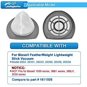 6 Pack 2033 Vacuum Replacement Filter for Bissell Featherweight Stick Lightweight Bagless Vacuum 2033, 20331, 20334, 20333, 20336, 20339, 2033M,Compare to Part 1611508
