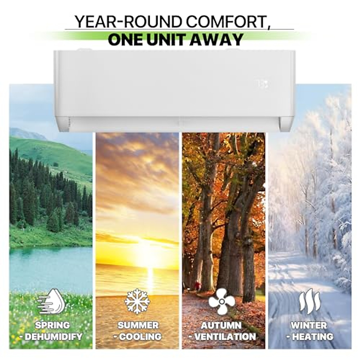 Magshion 12000 BTU Mini Split AC/Heating System with 1 Ton Pre-Charged Heat Pump, 22 SEER2 115V Wifi Enabled Wall Mounted Inverter AC - Cools Rooms up to 550 Sq. Ft, Installation Kits Included