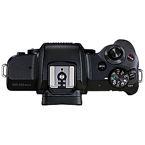 Canon EOS M50 Mark II Digital Camera with 15-45mm Lens + 128GB Memory + LED Video Light + Microphone + Back Pack + Steady Grip Pod + Tripod + Filters + Software + More (36pc Bundle) (Renewed)