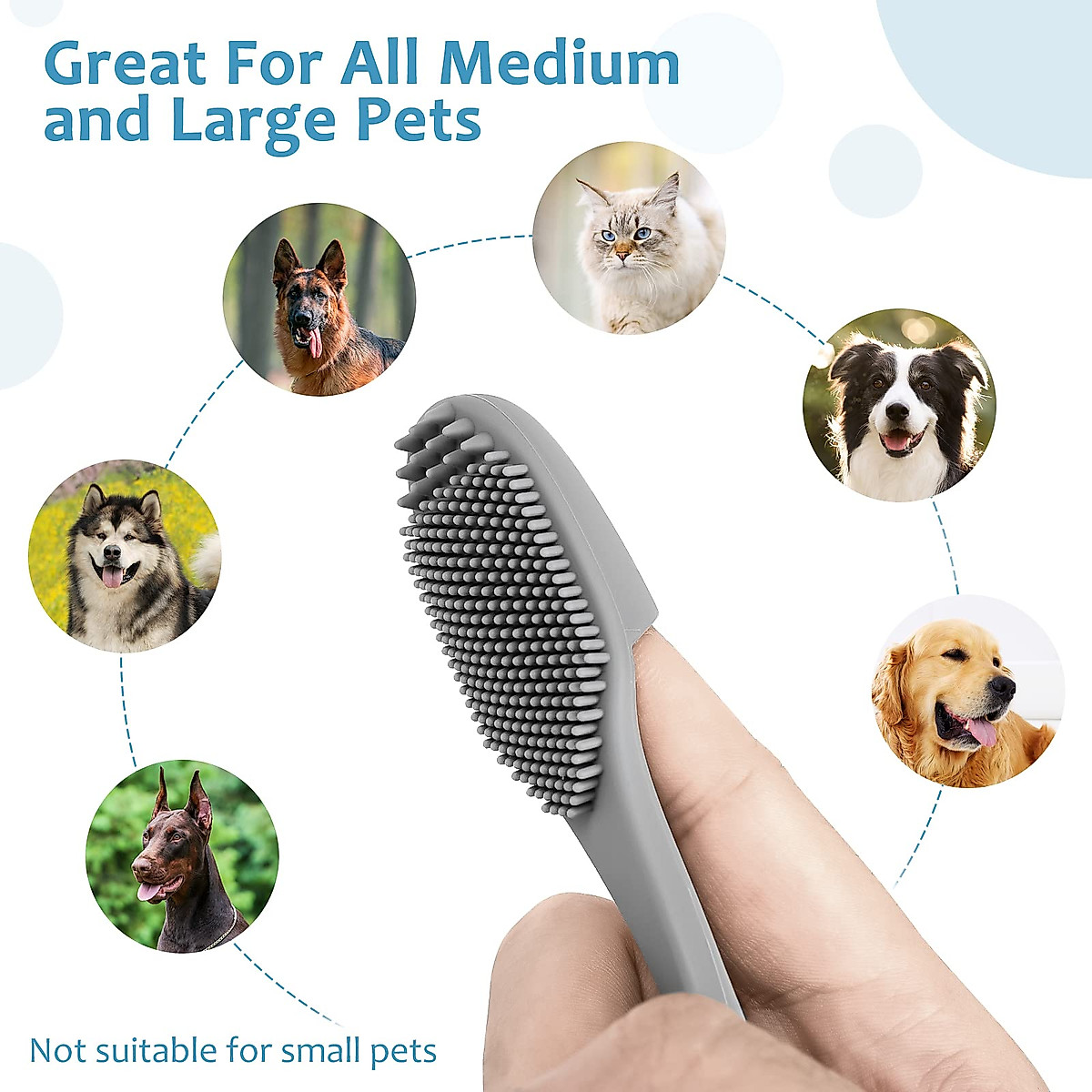 Qishare Dog Finger Toothbrush, Dog Tooth Brushing Kit with Food Grade Silicone, Keep Dog's Mouth Clean and Reduce Gum Disease, Teeth & Gums Care Kit for Dogs, Cats, and Pets (Pack of 3)