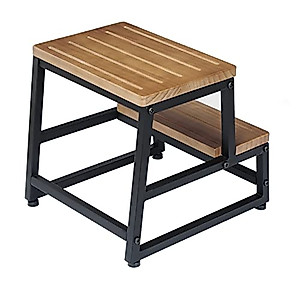 Wooden Step Stools for Kids and Adults, Heavy Duty Bed Steps for High Beds for Adults with Non-Slip Grooves Surface, 2 Step Stool for Bedroom, Kitchen, Bathroom - Holds up to 500 LBS by RORKEE