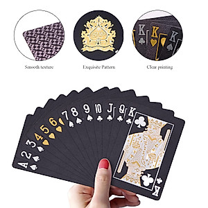 ACELION Waterproof Playing Cards, Plastic Playing Cards, Deck of Cards, Gift Poker Cards (Black Diamond Cards)