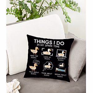 Udinaz Duck Pillow Covers 18x18,Things I Do in My Spare Time Duck Decor for Bedroom Living Room Home,Duck Gifts for Duck Lovers Girls Women