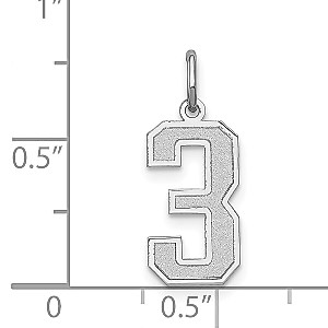 IceCarats 14K White Gold Medium Number 3 Necklace Charm Pendant Only