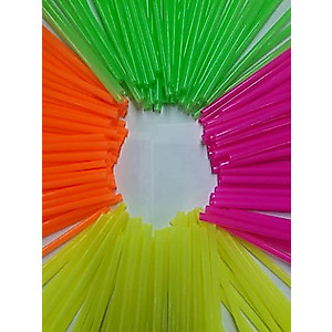 Wow Plastic Disposable Plastic Drinking Straws - 250 count (neon) (Neon).