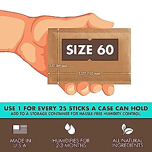 Boveda 65% Two-Way Humidity Control Pack for Up to 25 Items – Size 60 – Single – Aging & Long-Term Storage in Plastic & Wood Boxes – Moisture Absorber – Humidifier Pack – Individually Wrapped