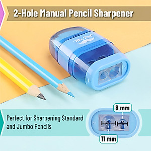 Mr. Pen- Pencil Sharpener & Eraser, 4 Pack, Colorful, 2 Sharpening Holes, Pencil Sharpeners Manual, Manual Pencil Sharpener, Pencils Sharpener, Handheld Pencil Sharpener, Small Pencil Sharpener