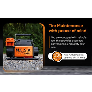 EZ FLATE M.E.S.A 12V Air Compressor Kit, Portable Air Compressor, 5.65 CFM, Offroad Air Off Road Air Compressor, Heavy Duty Pump for Car Tire, Max 150 PSI for 4x4 Vehicle, Offroad Tire Inflator