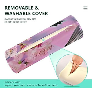 xigua Bird Hummingbird Neck Roll Pillow for Neck Relief with Removable Washable Cover - Memory Foam Round Cylinder Bolster, Ergonomically Designed for Head, Neck, Back, and Legs